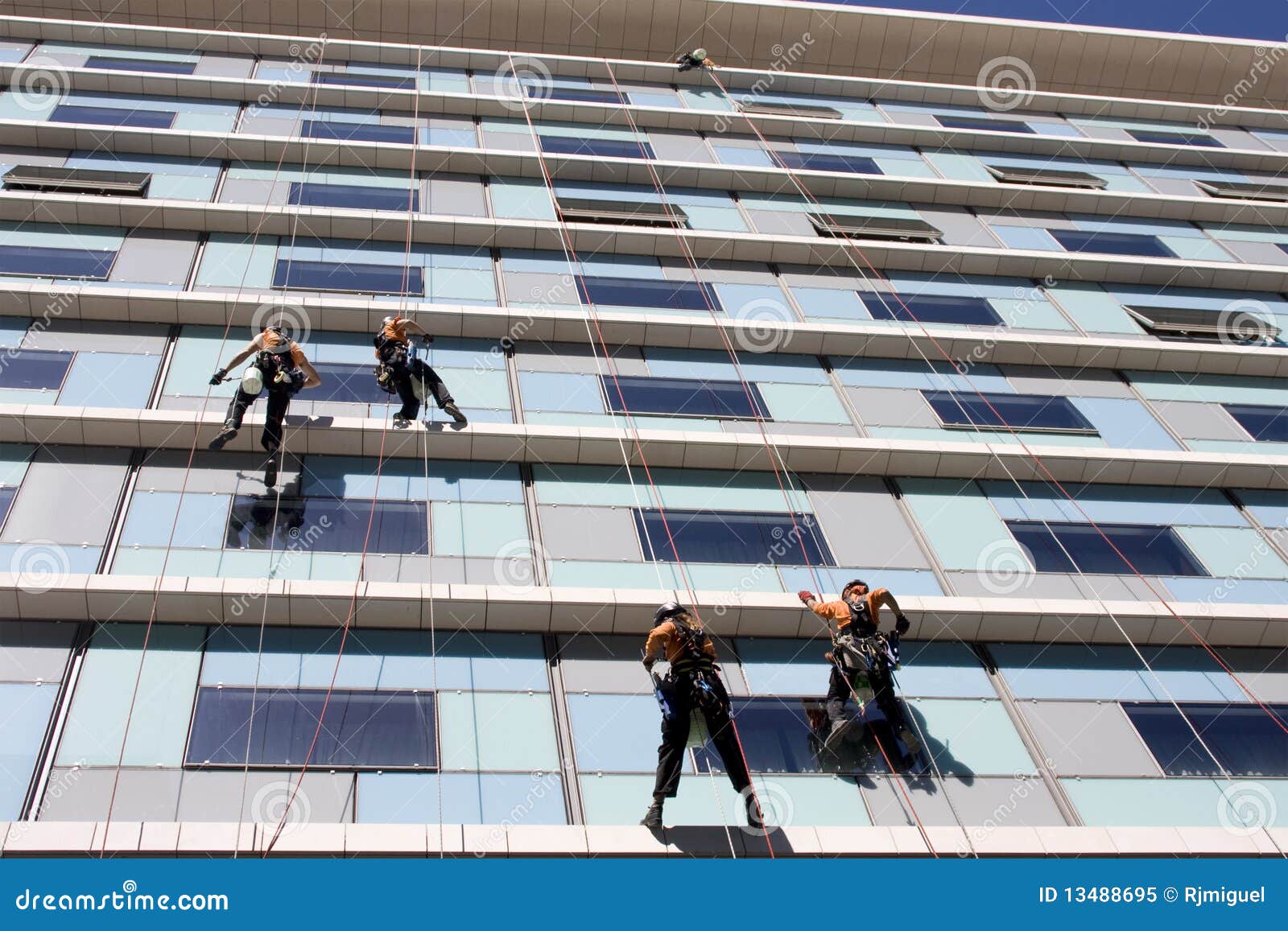 Workers Washing the Windows Facade Stock Image - Image of exterior ...