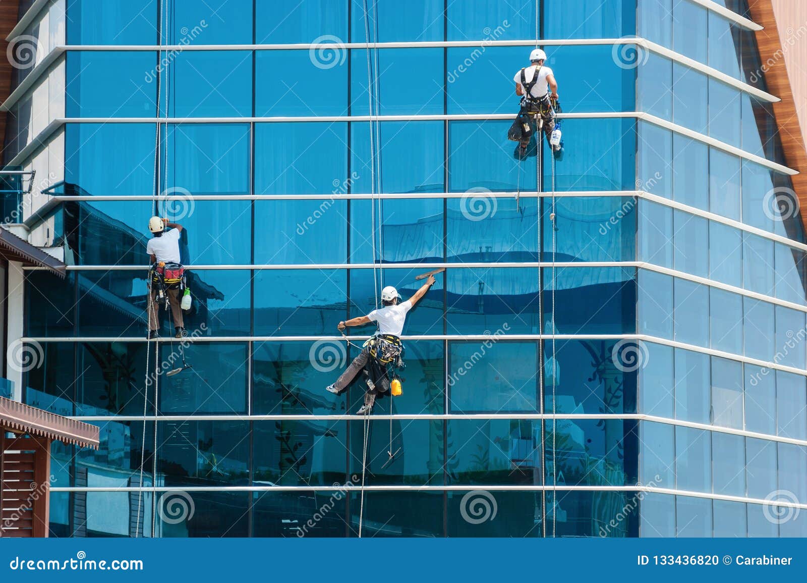 Workers Washing Windows of the Modern Building Editorial Image - Image ...