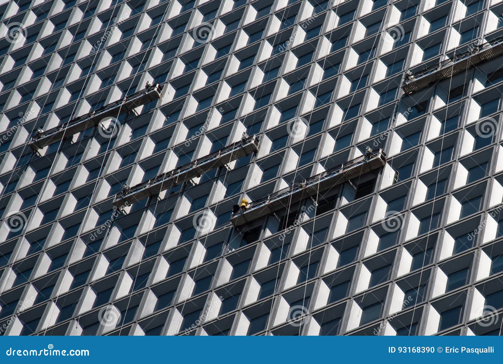 Workers Washing Windows of the Modern Skyscraper. Stock Photo - Image ...