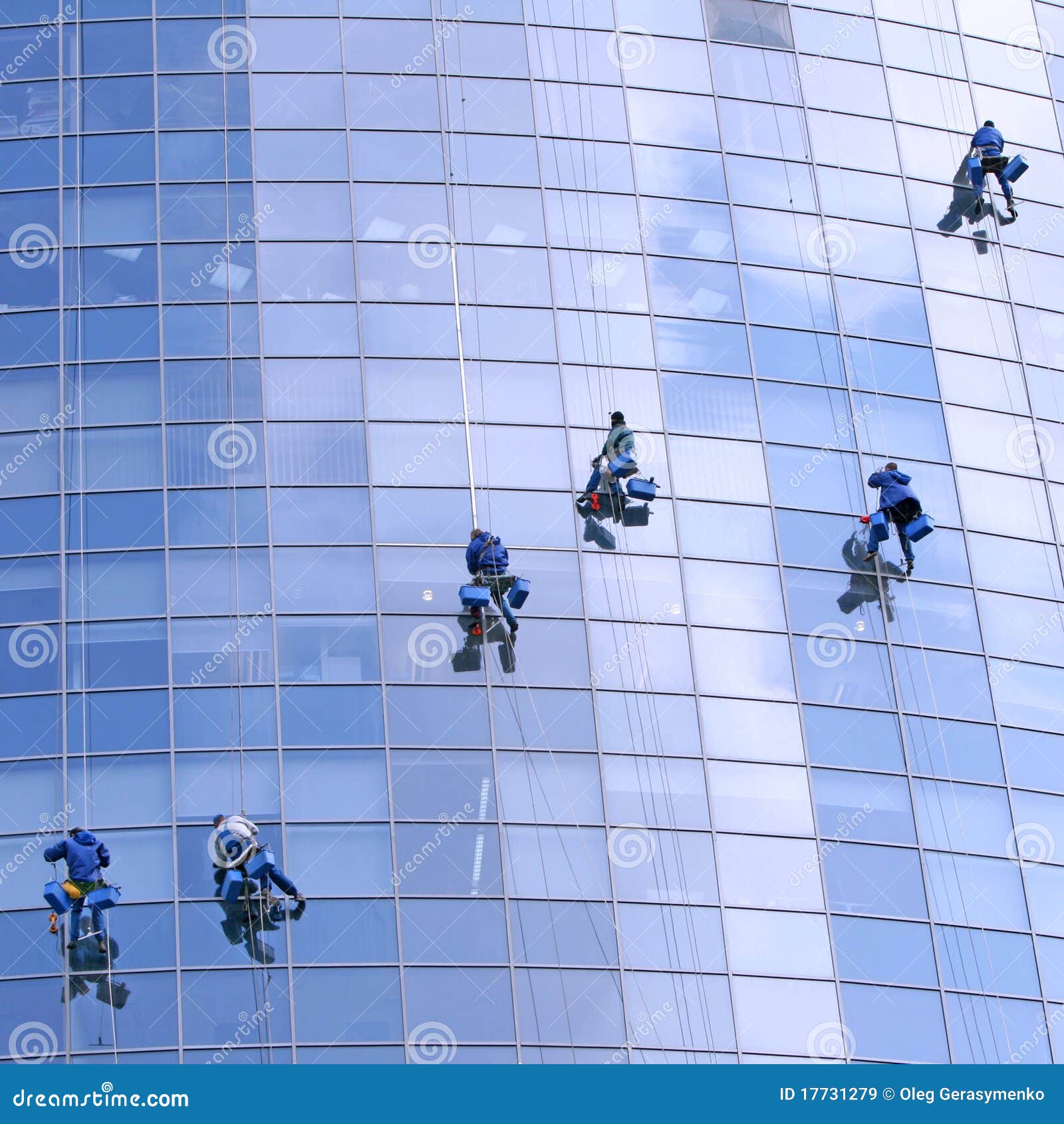 Workers Washing Windows in the Office Building Stock Image - Image of ...