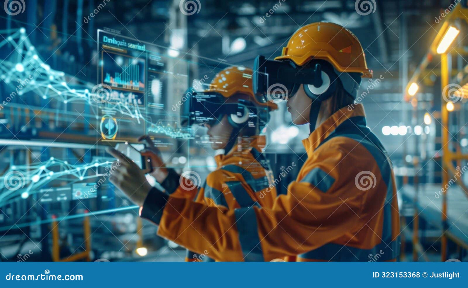 Workers Wearing Augmented Reality Headsets Use 5G Technology To View ...