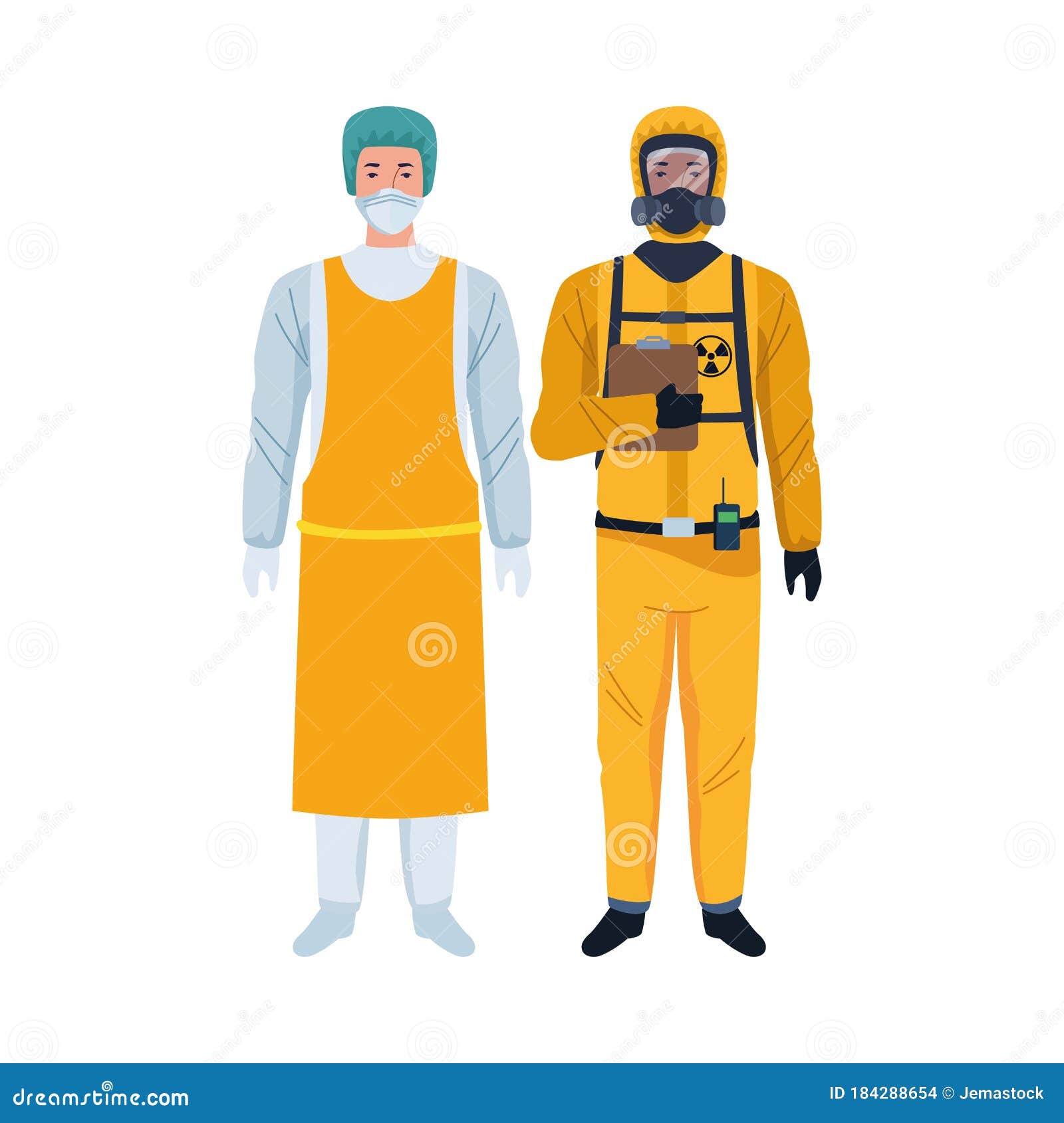 Workers Wearing Biosafety Suits Characters Stock Vector - Illustration ...