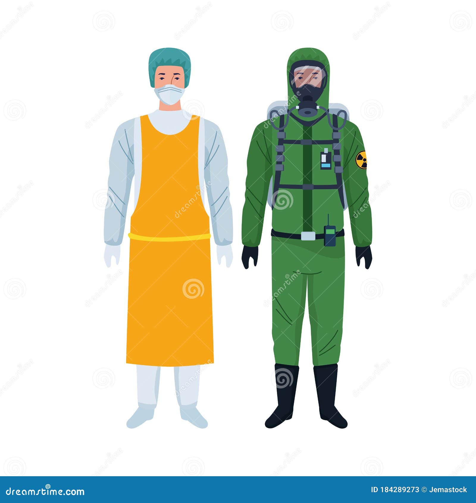 Workers Wearing Biosafety Suits Characters Stock Vector - Illustration ...