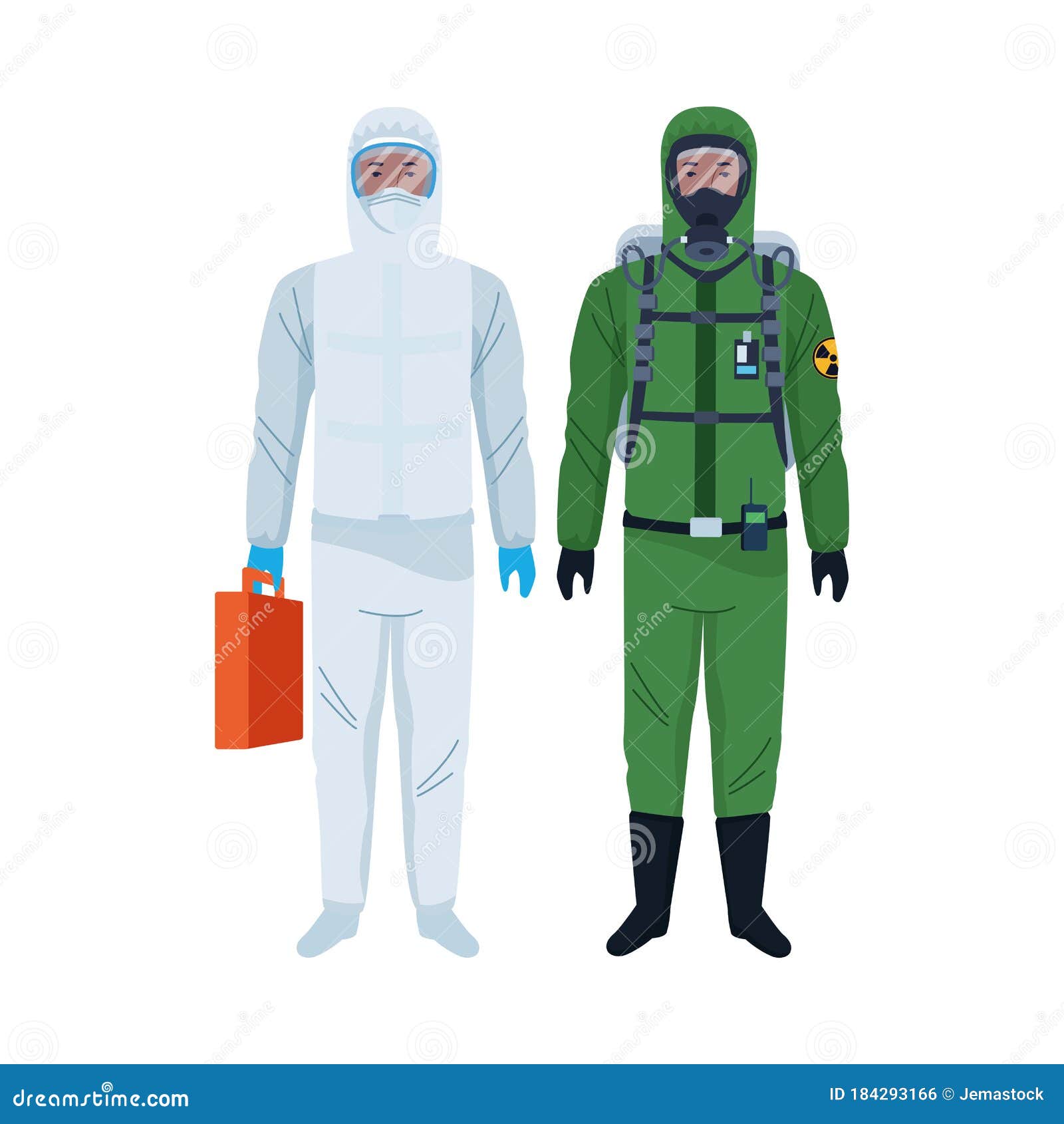 Workers Wearing Biosafety Suits Characters Stock Vector - Illustration ...