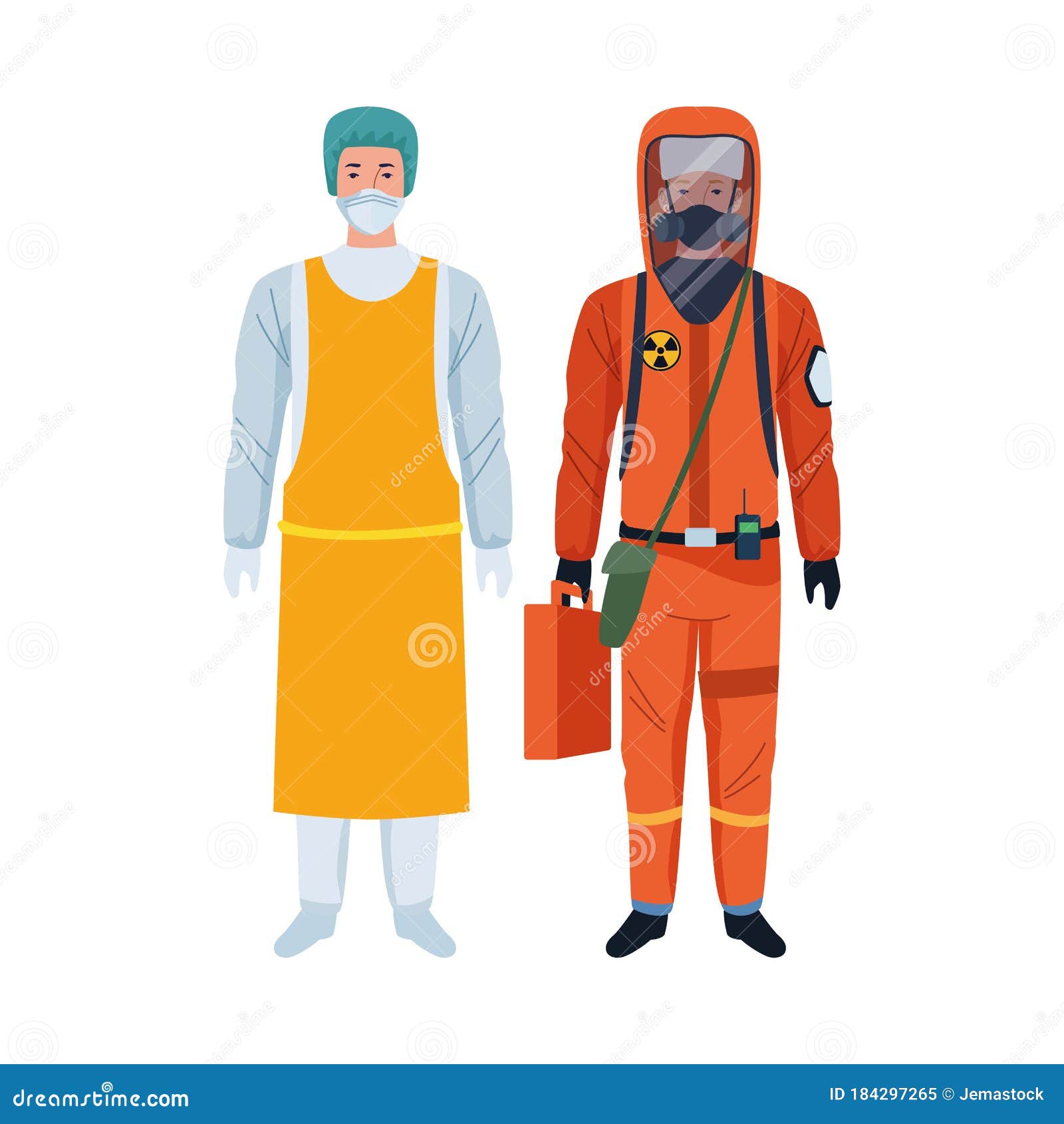 Workers Wearing Biosafety Suits Characters Stock Vector - Illustration ...