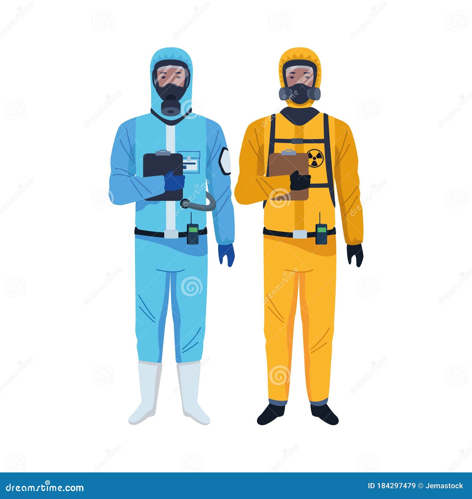 Workers Wearing Biosafety Suits Characters Stock Vector - Illustration ...