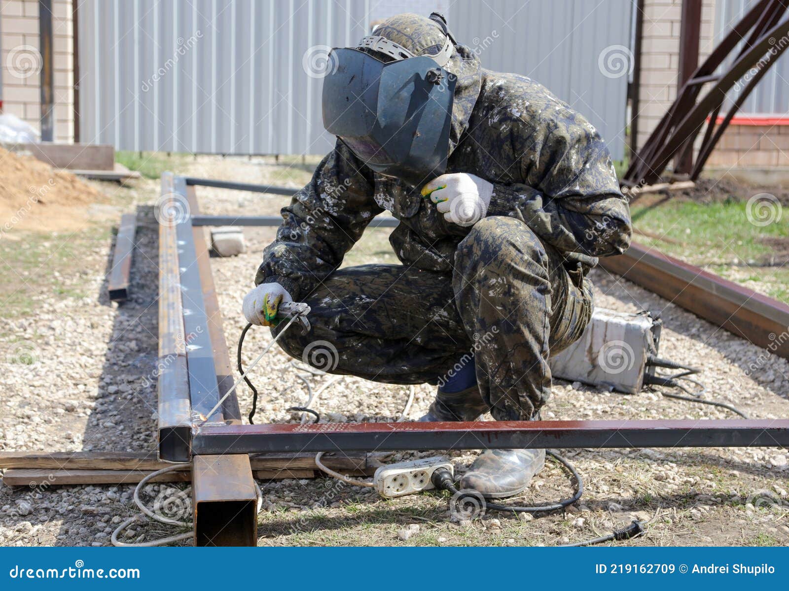 Workers Weld Metal for Sliding Gates. Stock Image - Image of wrought ...