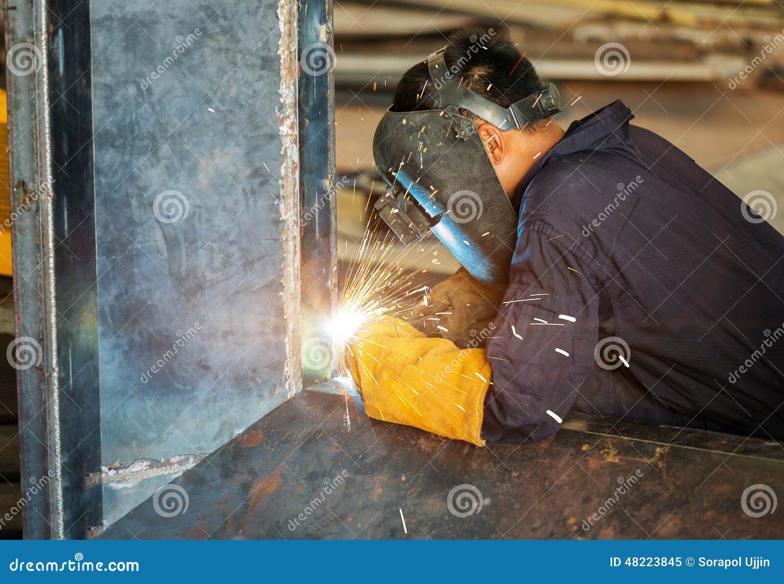 Workers Welding Construction by MIG Welding Stock Image - Image of steel, worker: 48223845
