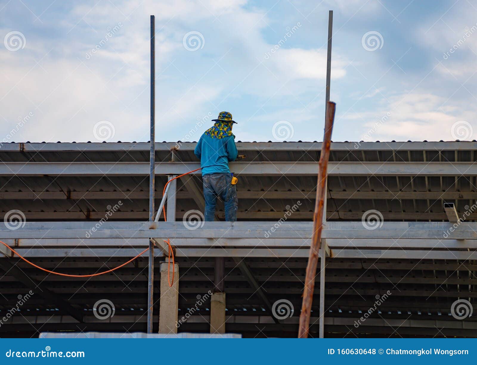 Workers are Welding the Iron on the High. Stock Photo - Image of iron ...