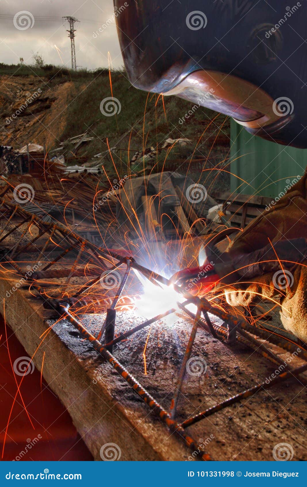 Workers welding steel stock photo. Image of mask, factory - 101331998
