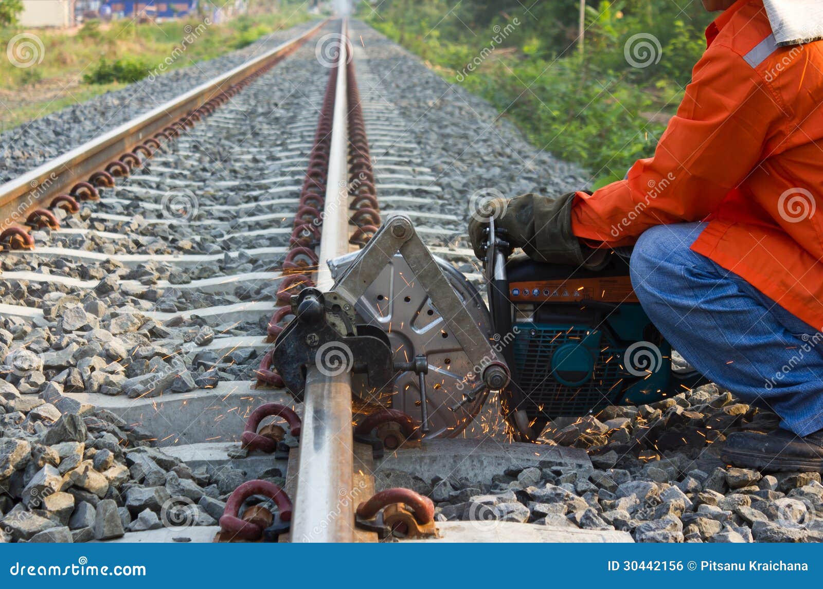Workers Were Cutting Tracks . Stock Photo - Image of metal, plodding ...