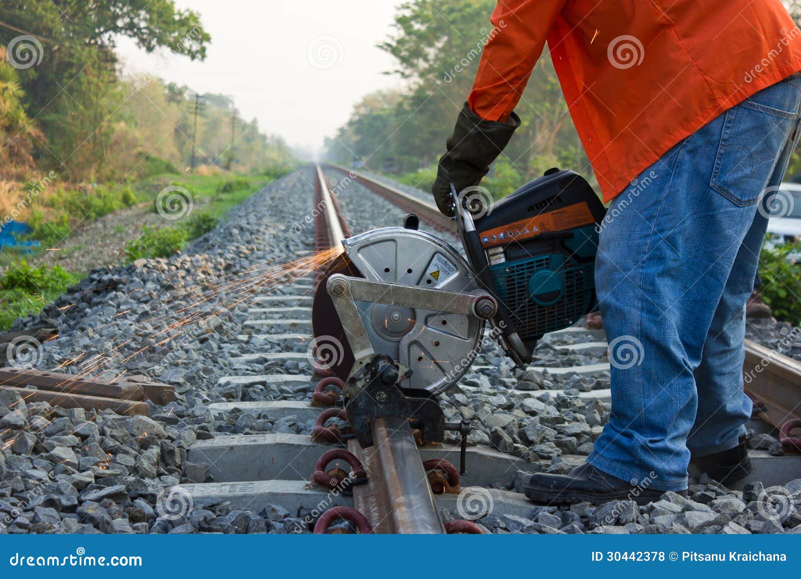 Workers Were Cutting Tracks . Stock Photo - Image of industrial, hard ...
