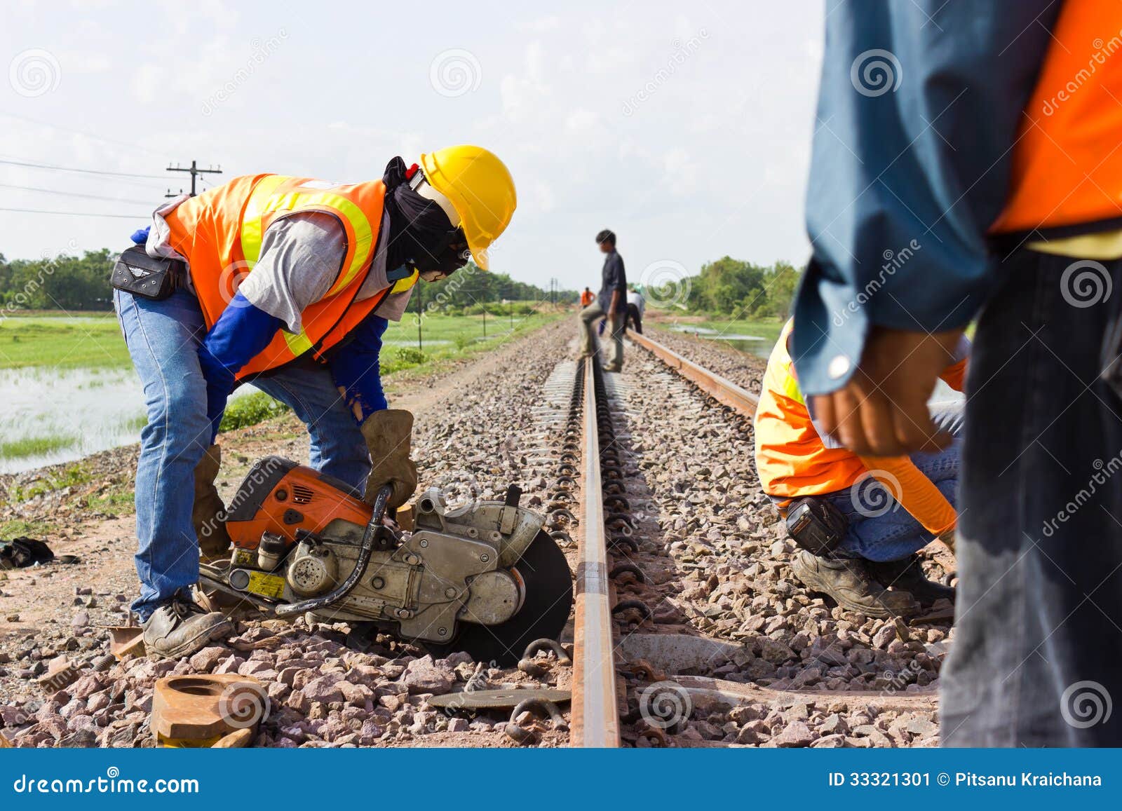 Workers Were Cutting Tracks for Maintenance. Stock Image - Image of ...