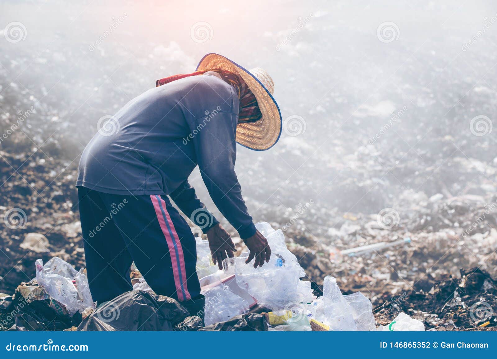 Workers Who are Separating Waste Plastic Water Bottles Stock ...