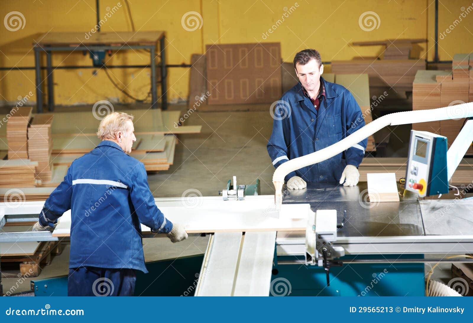 Workers at Wood Processing with Circ Saw Stock Image - Image of setup ...