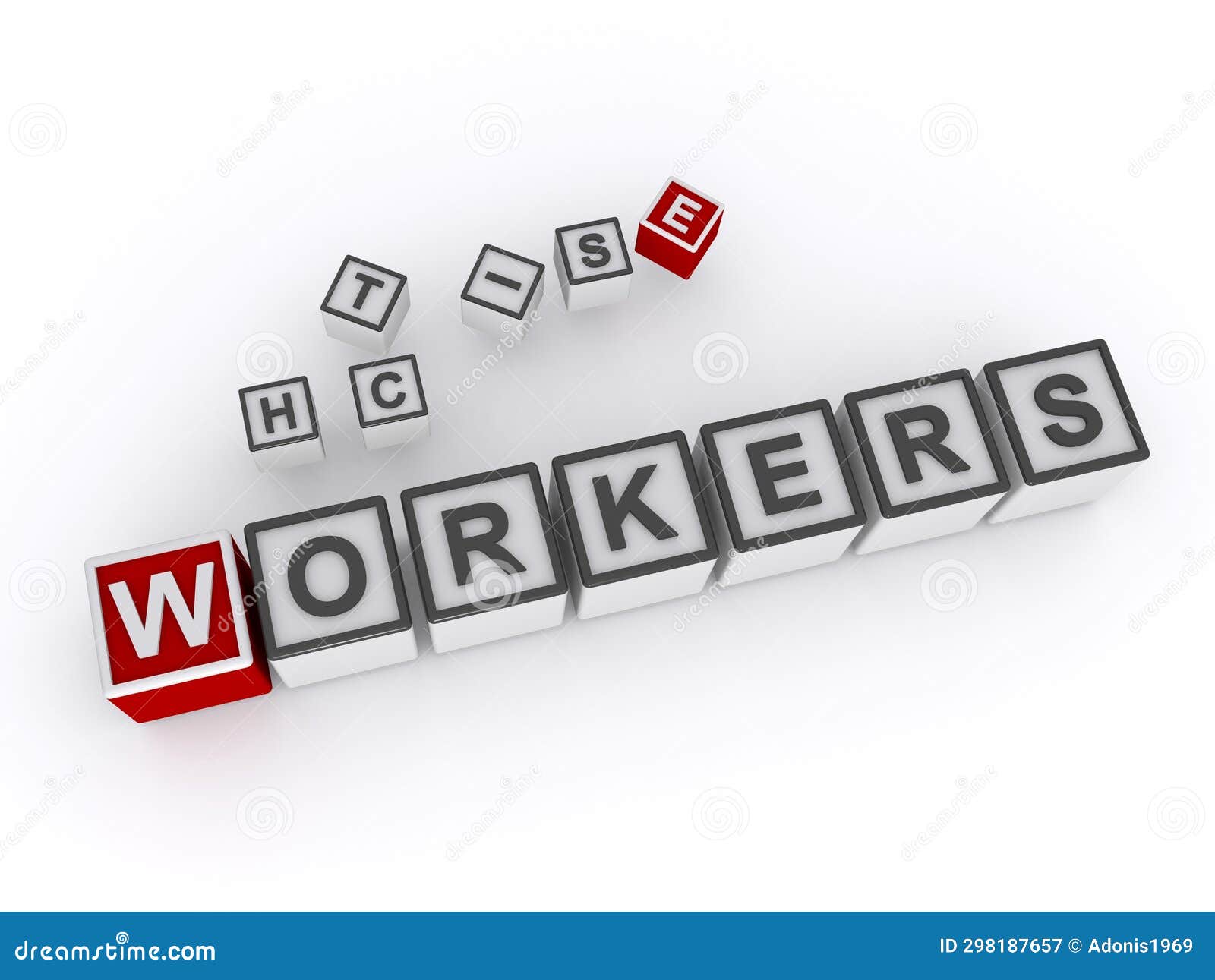 Workers Word Block on White Stock Illustration - Illustration of blue ...