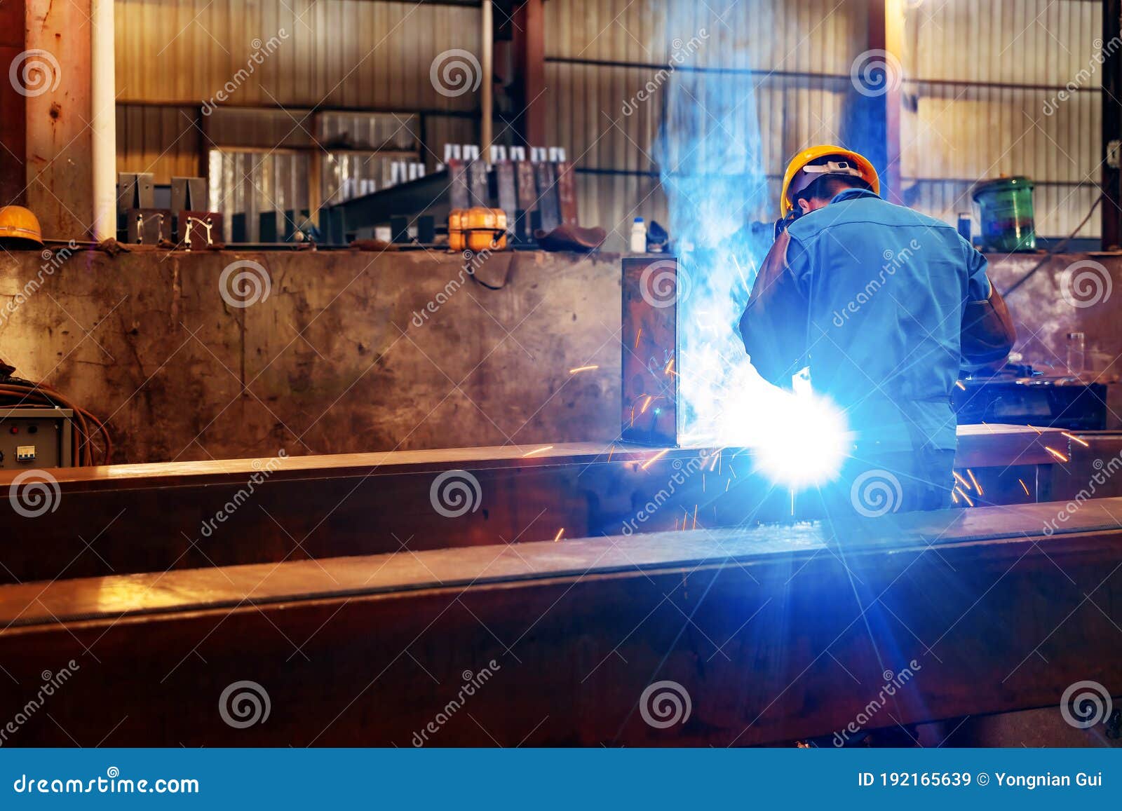 Workers at Work, Ongoing Welding Operation Stock Image - Image of light ...