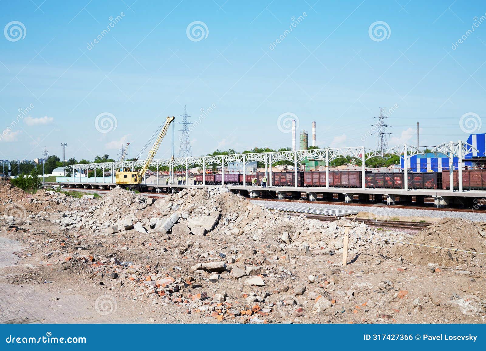 Workers Work at Platform of Railway Stock Photo - Image of ...