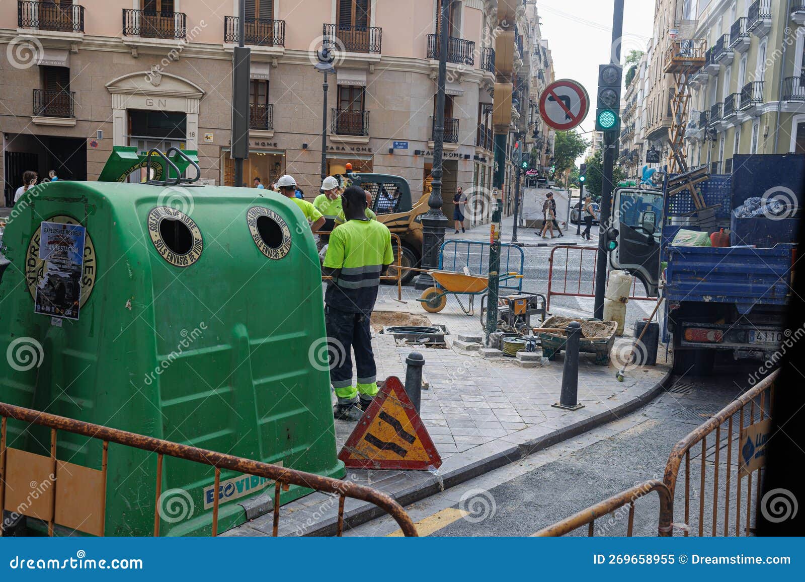 Workers at Work on the Street To Fix a Problem on a City Road Stock ...