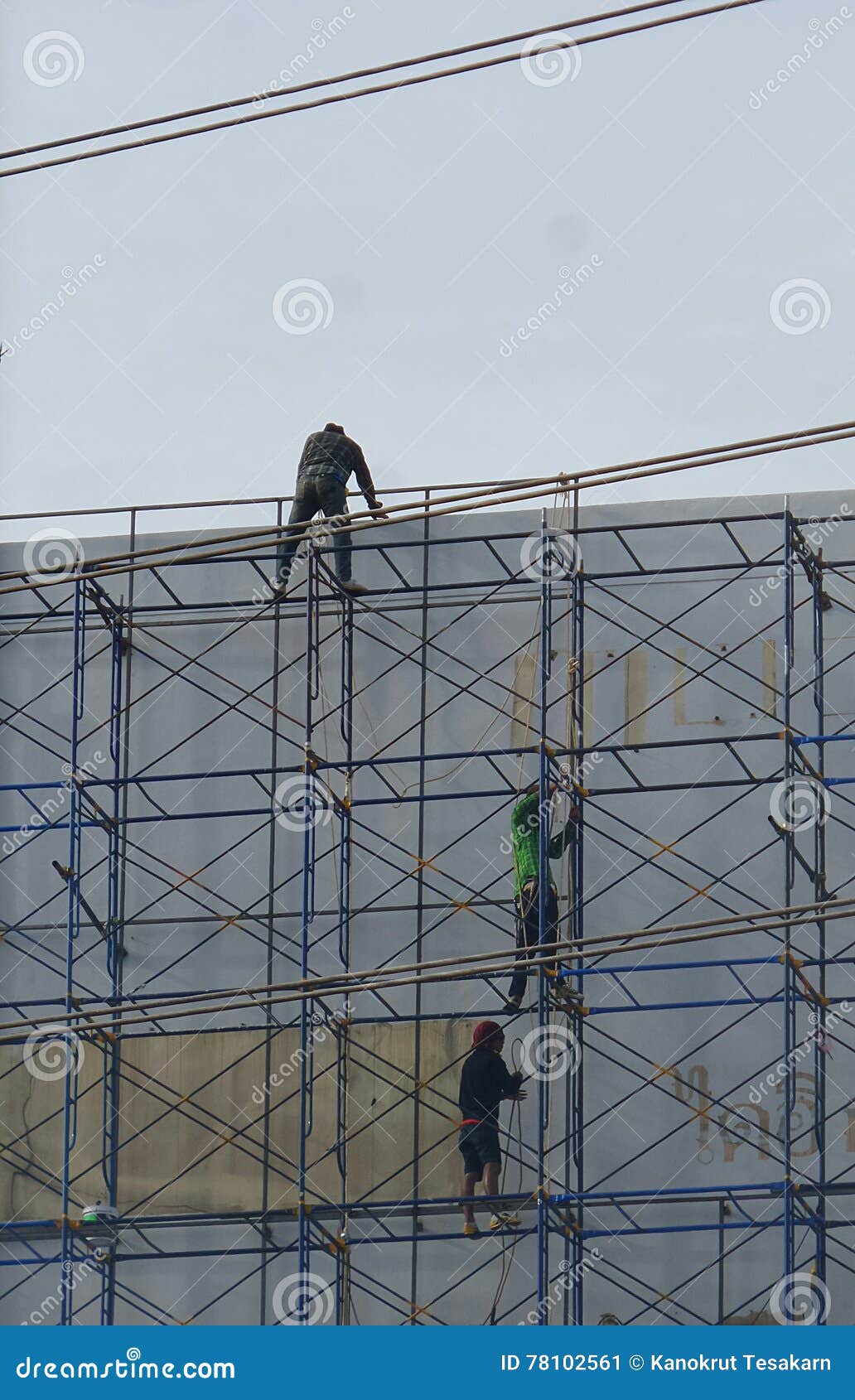 Workers Working on Big Advertisement Board Editorial Photo - Image of ...