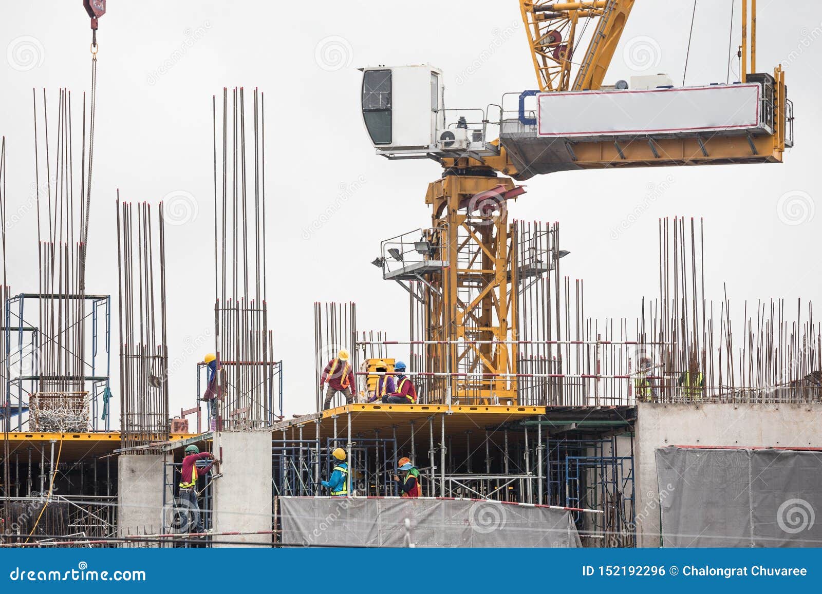 Workers are Working on Building Structure Stock Photo - Image of house ...
