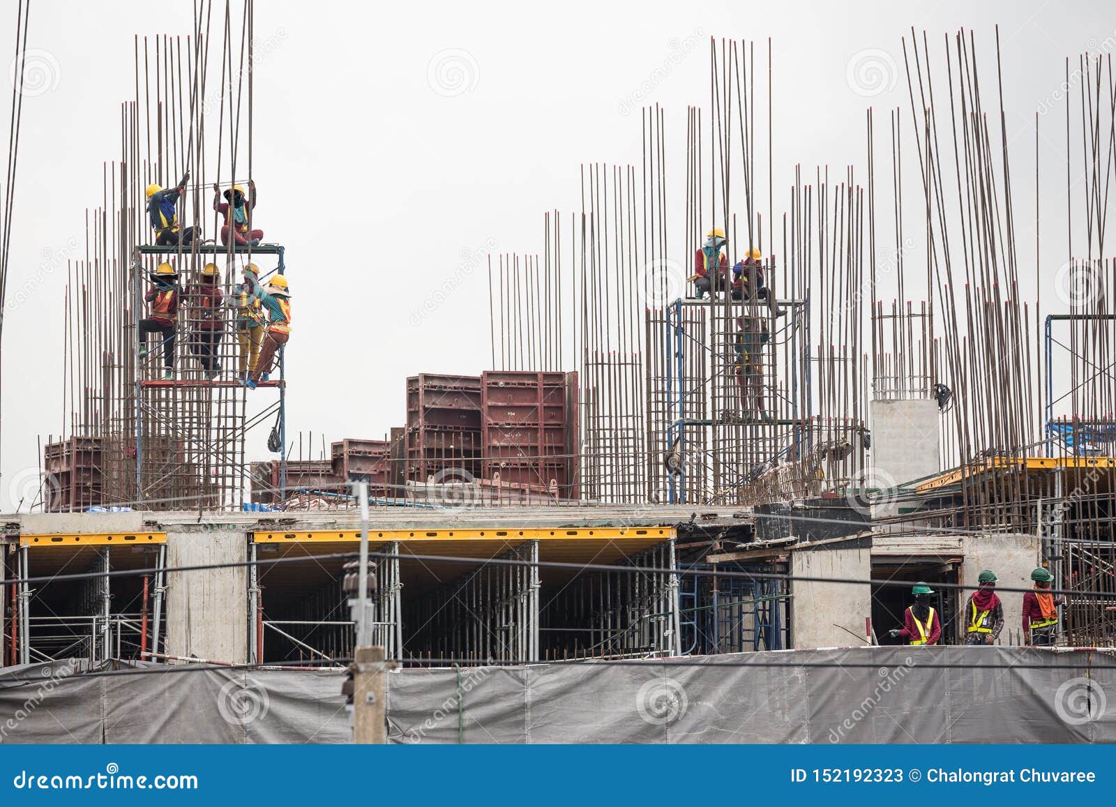 Workers are Working on Building Structure Editorial Stock Photo - Image ...