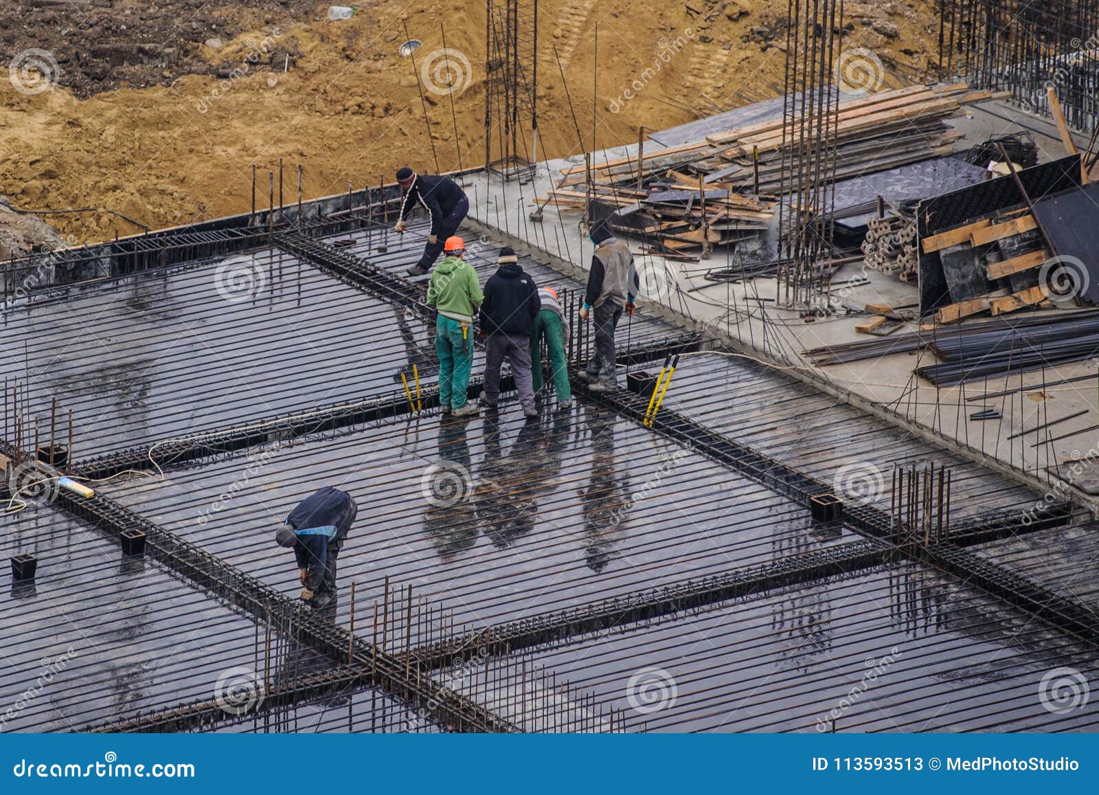 Workers Working at a Construction Site Editorial Stock Photo - Image of ...