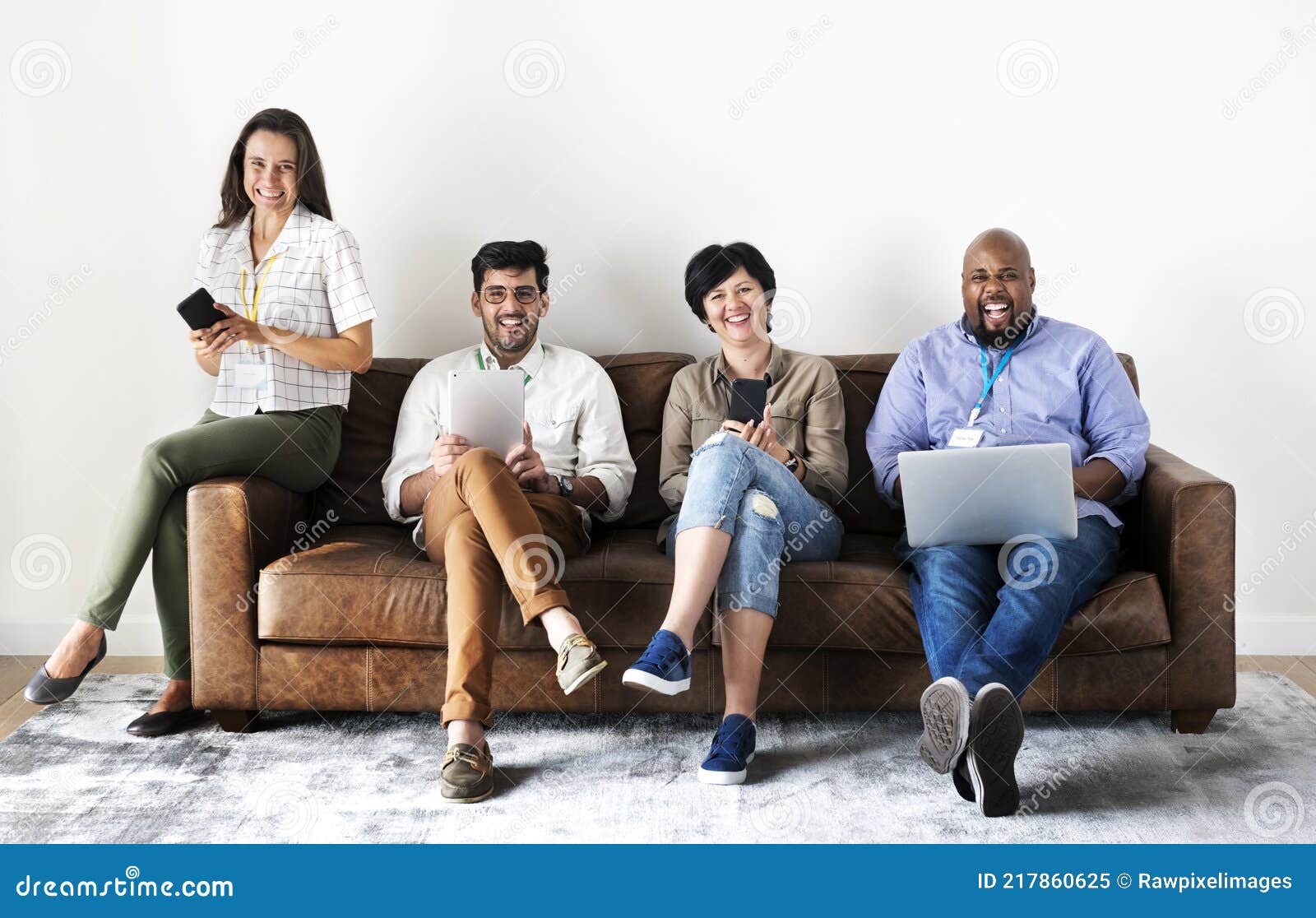 Workers working on laptop stock image. Image of discussion - 217860625