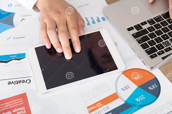 Workers are Working through Ipad and Computer Editorial Photography ...