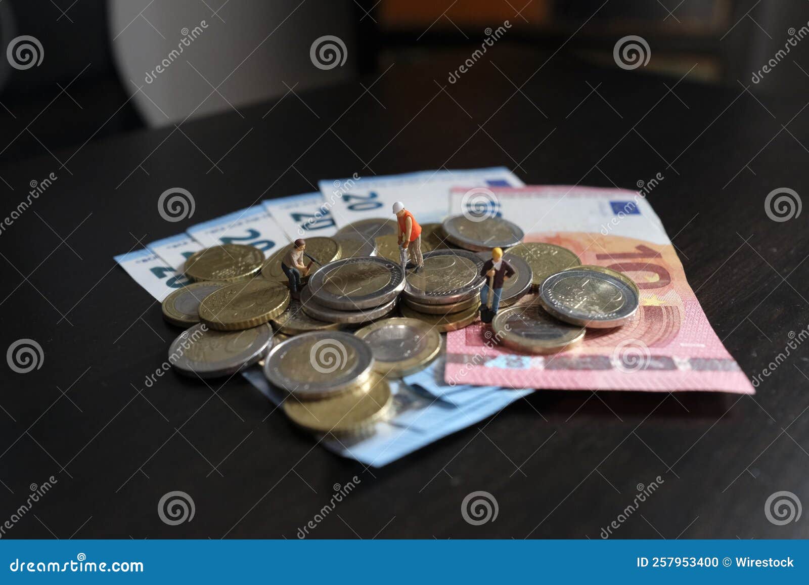 Workers Working on a Pile of Money Stock Photo - Image of wealth, cash ...