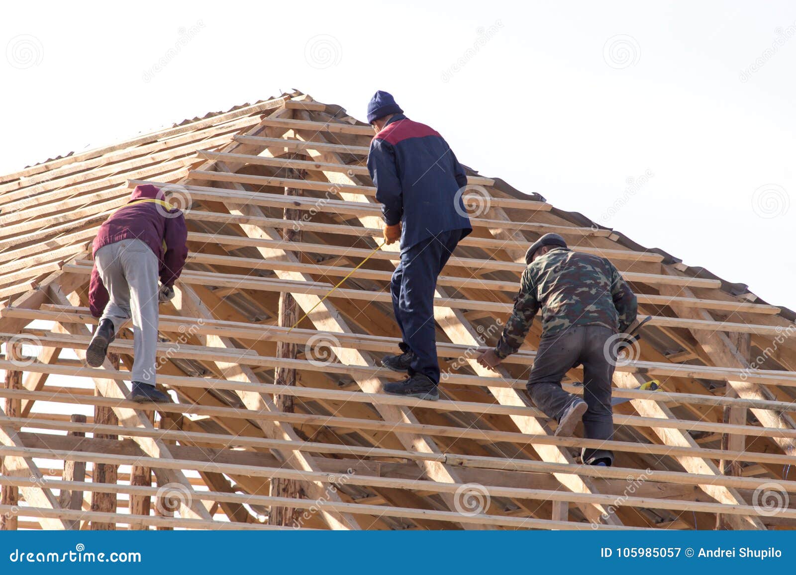Workers Working on the Roof Editorial Photography - Image of plywood ...