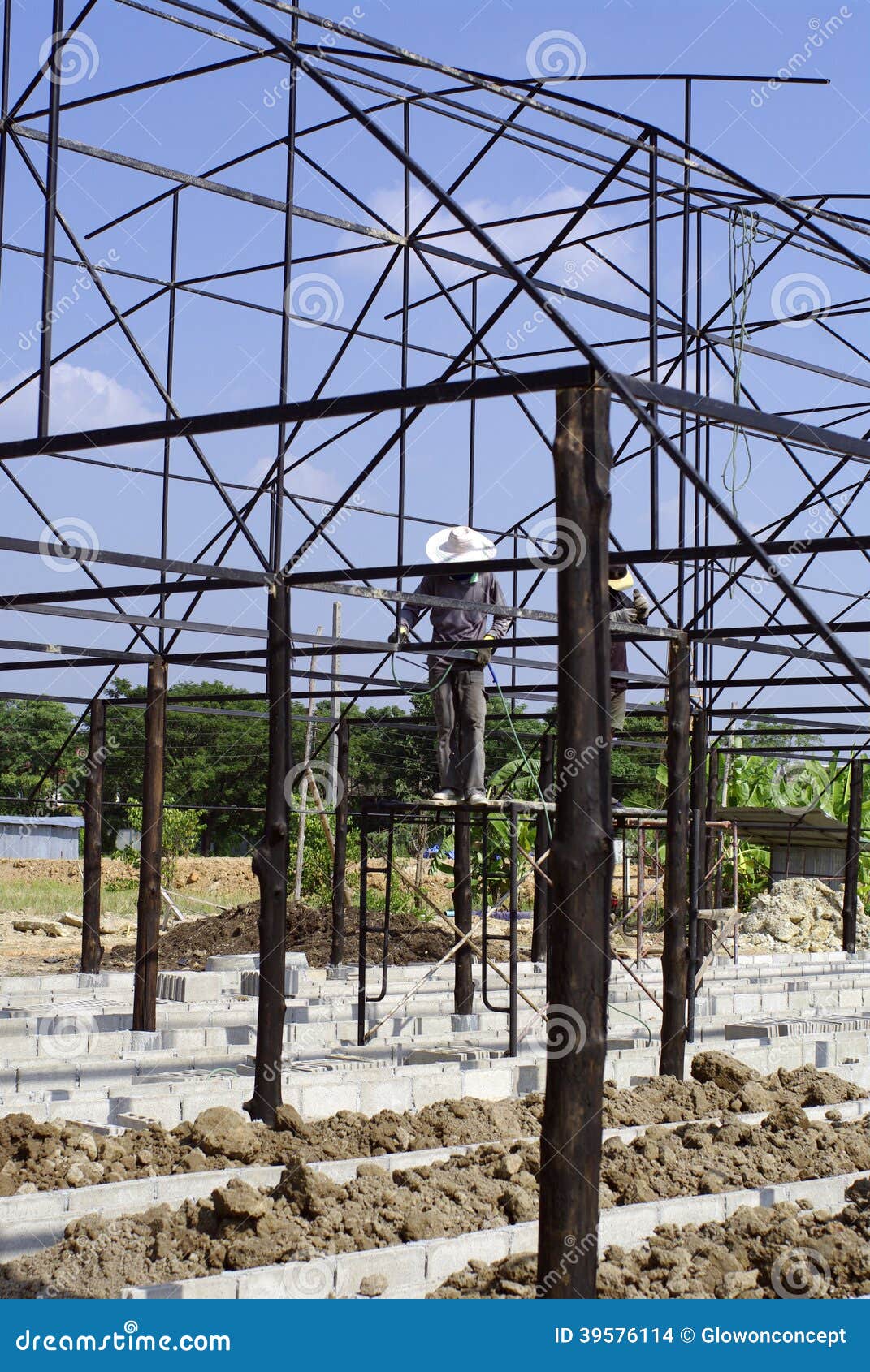 Workers Working on Structure Construction Stock Photo - Image of work ...