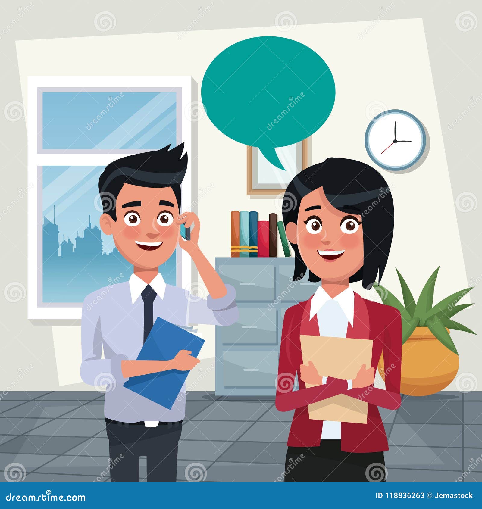 People working at office stock vector. Illustration of internet - 118836263