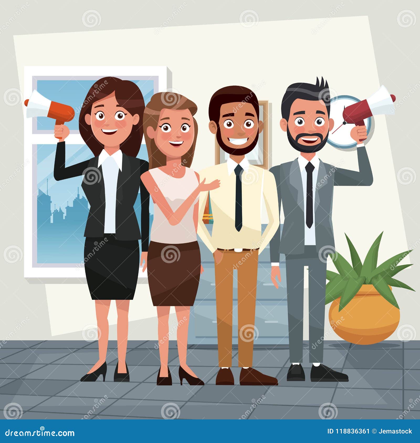 People working at office stock vector. Illustration of human - 118836361