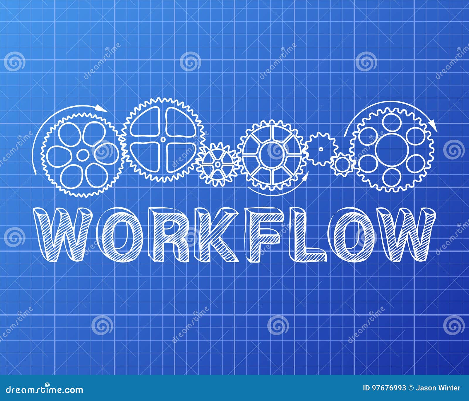 Workflow Blueprint stock vector. Illustration of blueprint - 97676993