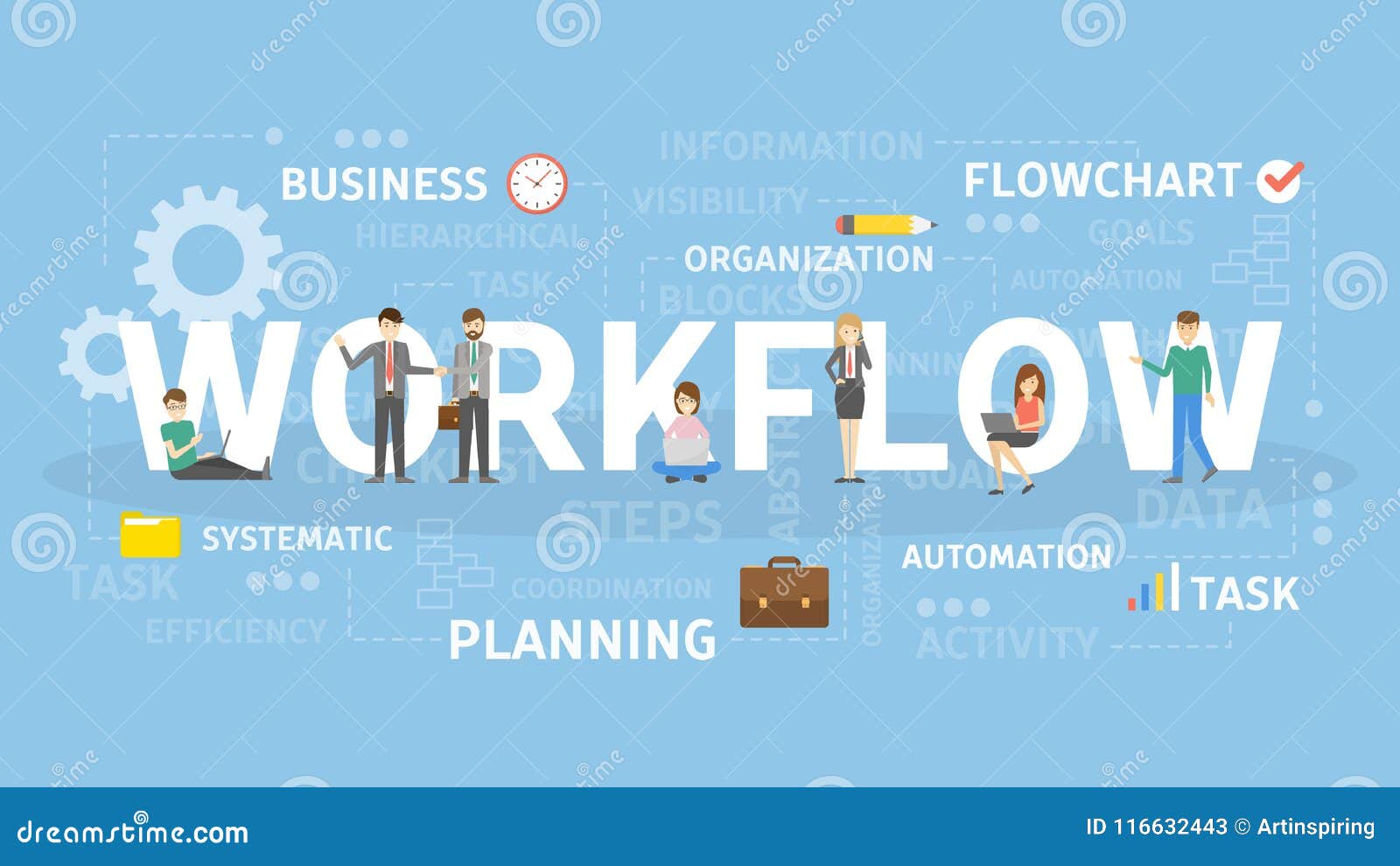Workflow Concept Illustration. Stock Vector - Illustration of flat ...