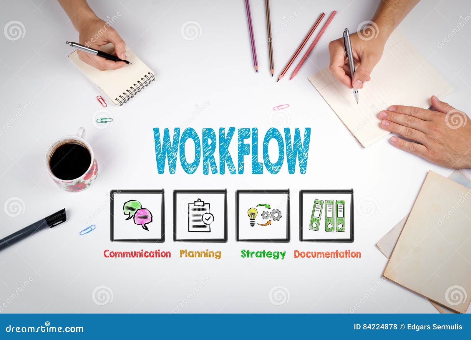 Workflow Concept. the Meeting at the White Office Table Stock Photo ...