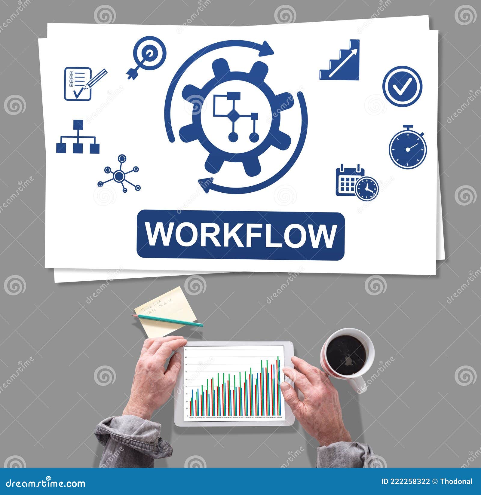Workflow Concept Placed on a Desk Stock Photo - Image of list, symbol ...