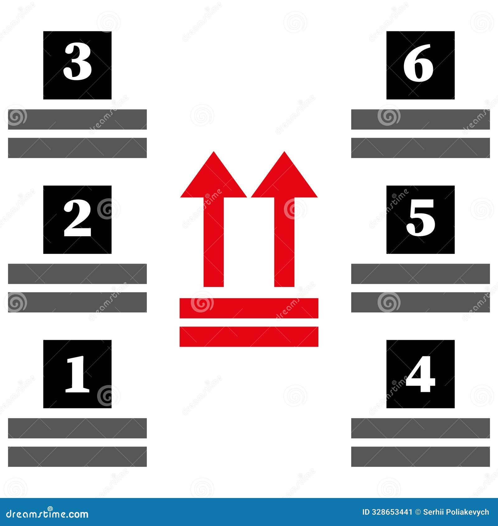 Workflow Diagram Vector. Numbered Steps with Arrows. Black, Red, and ...