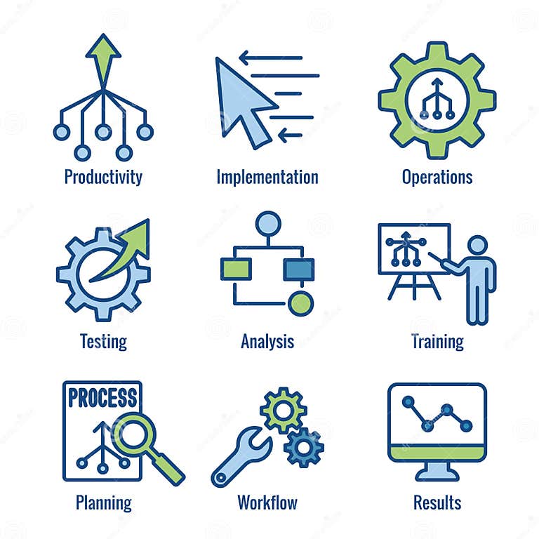 Workflow Efficiency Icon Set - Has Operations, Processes, Automation ...