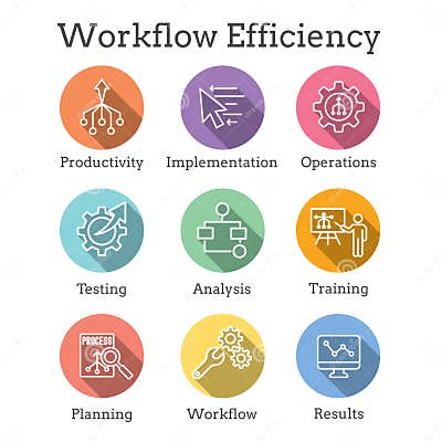 Workflow Efficiency Icon Set - Has Operations, Processes, Automation ...