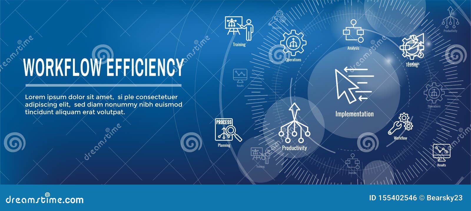 Workflow Efficiency Icon Set And Web Header Banner With Operations