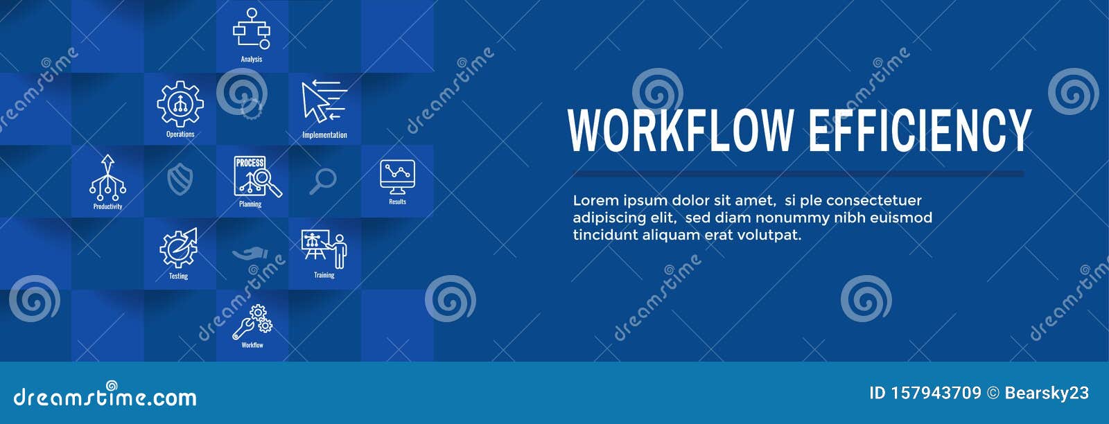 Workflow Efficiency Icon Set And Web Header Banner With Operations Processes Automation Etc