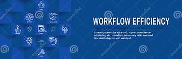 Workflow Efficiency Icon Set and Web Header Banner with Operations, Processes, Automation, Etc ...