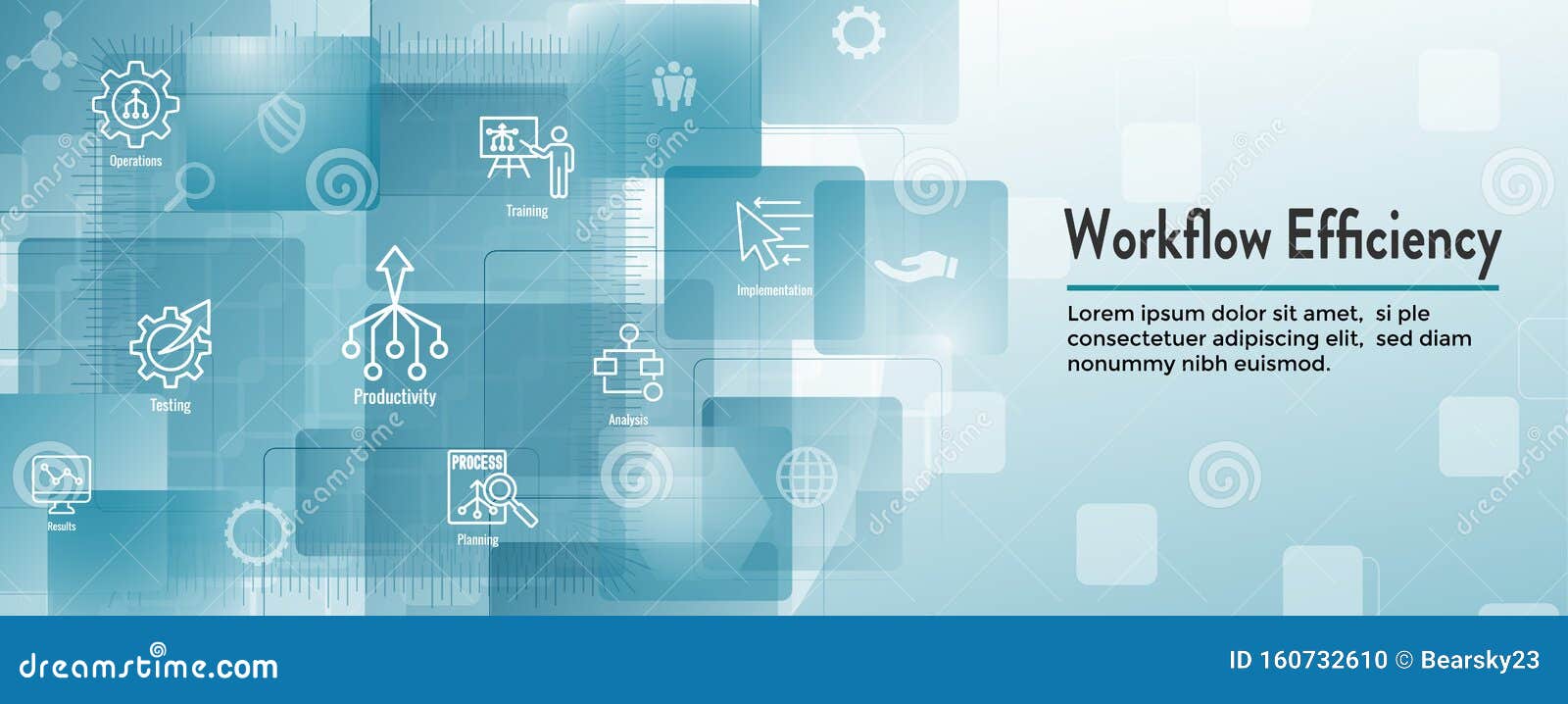 Workflow Efficiency Icon Set and Web Header Banner with Operations ...