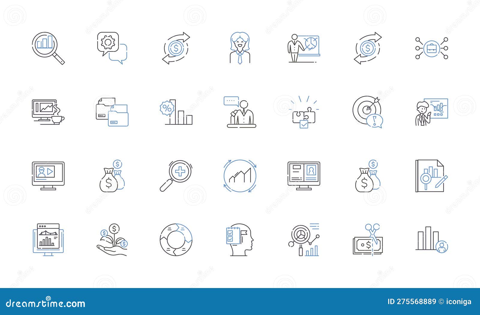 Workflow Examination Line Icons Collection Efficiency Automation