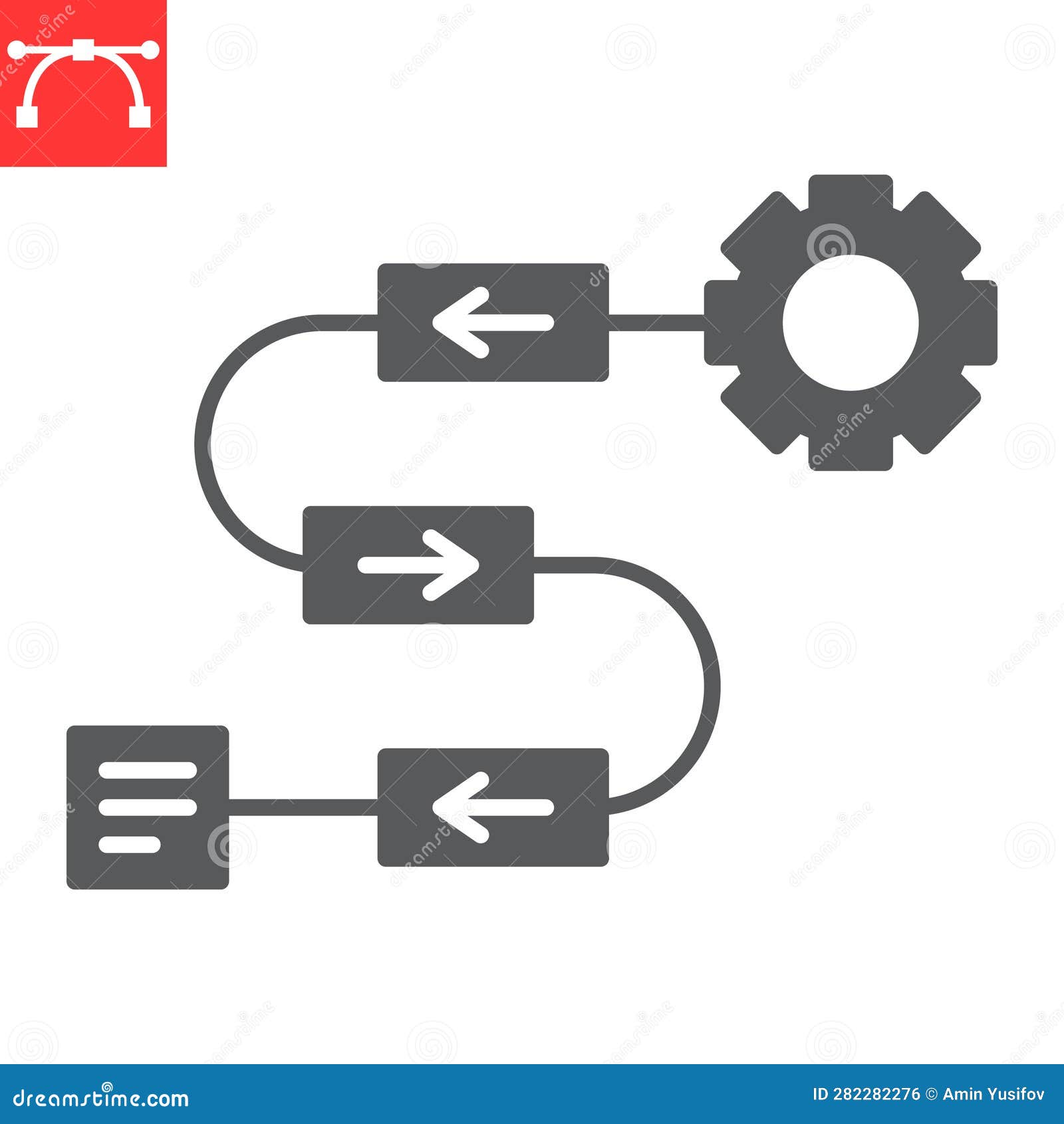 Workflow glyph icon stock vector. Illustration of implement - 282282276