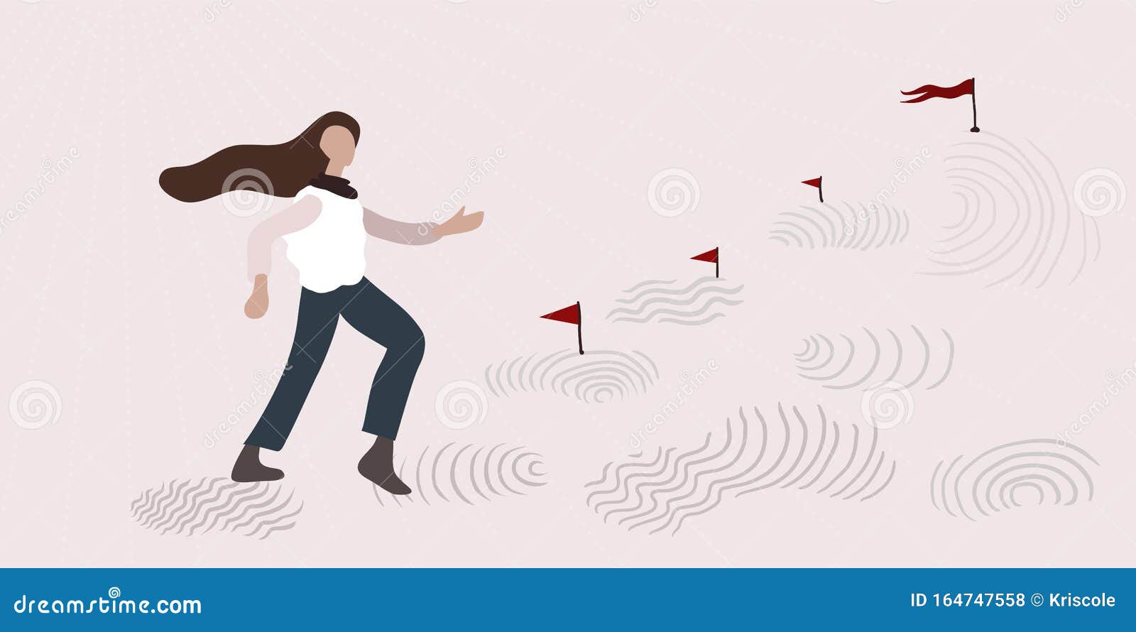 Workflow And Goal Achievement, Concept. A Young Woman Strides Forward ...