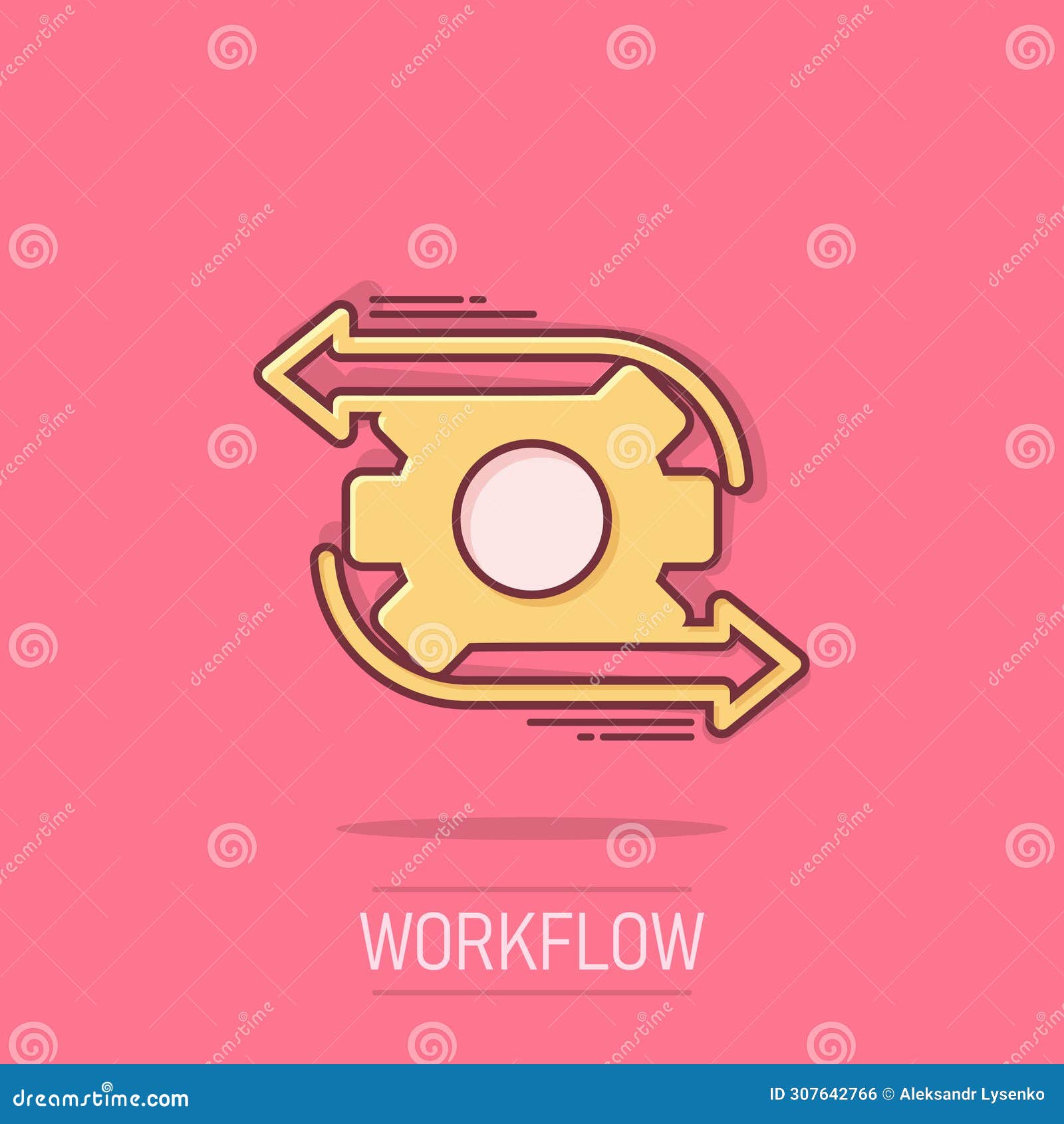 Workflow Icon in Comic Style. Gear Effective Cartoon Vector ...