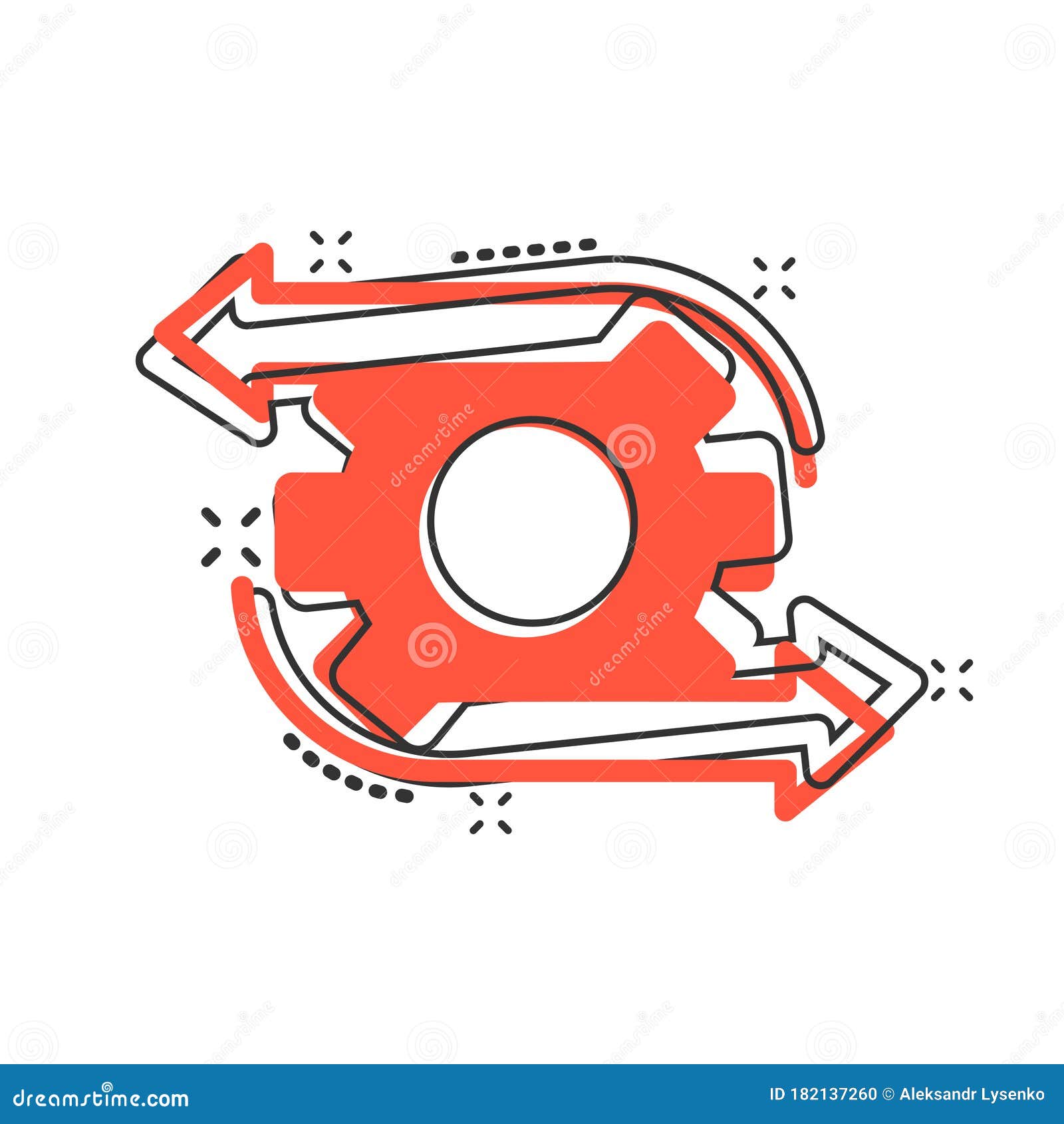 Workflow Icon In Comic Style. Gear Effective Cartoon Vector ...